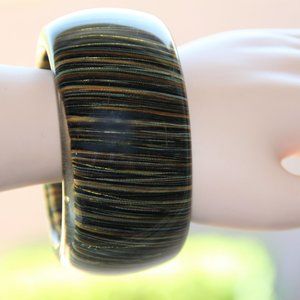 CUSTOM | Jewelry | Bold Acrylic Covered Metallic Silk Thread Bangle ...